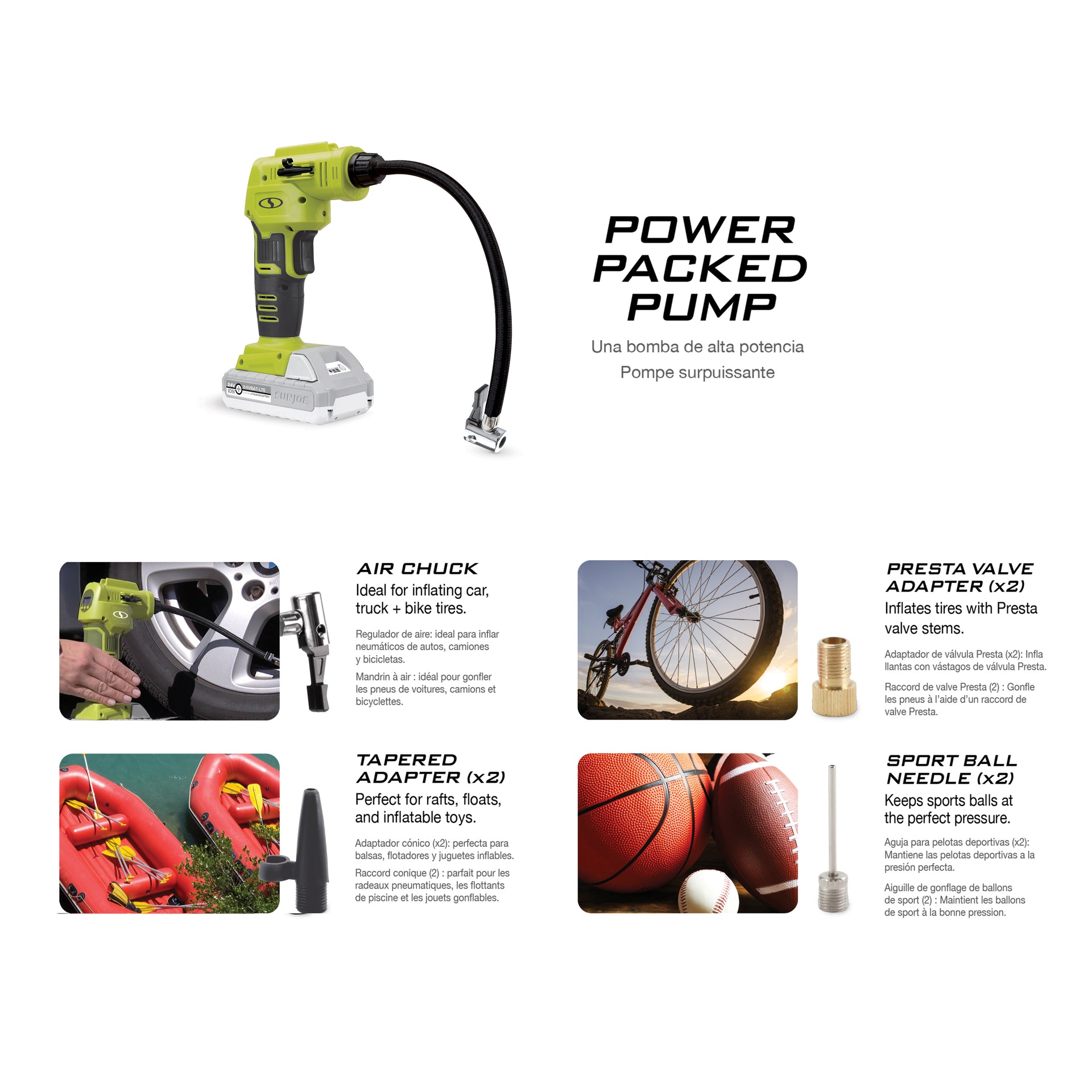 Sun Joe + Auto Joe 24V-AJC-AJV-LTE 24V* IONMAX High Volume Inflator