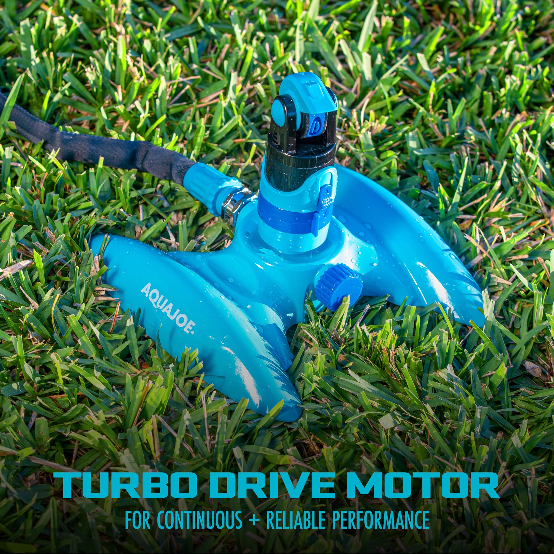 Aqua Joe Turbo Drive 360º Sprinkler | 4 Spray Patterns | Customizable