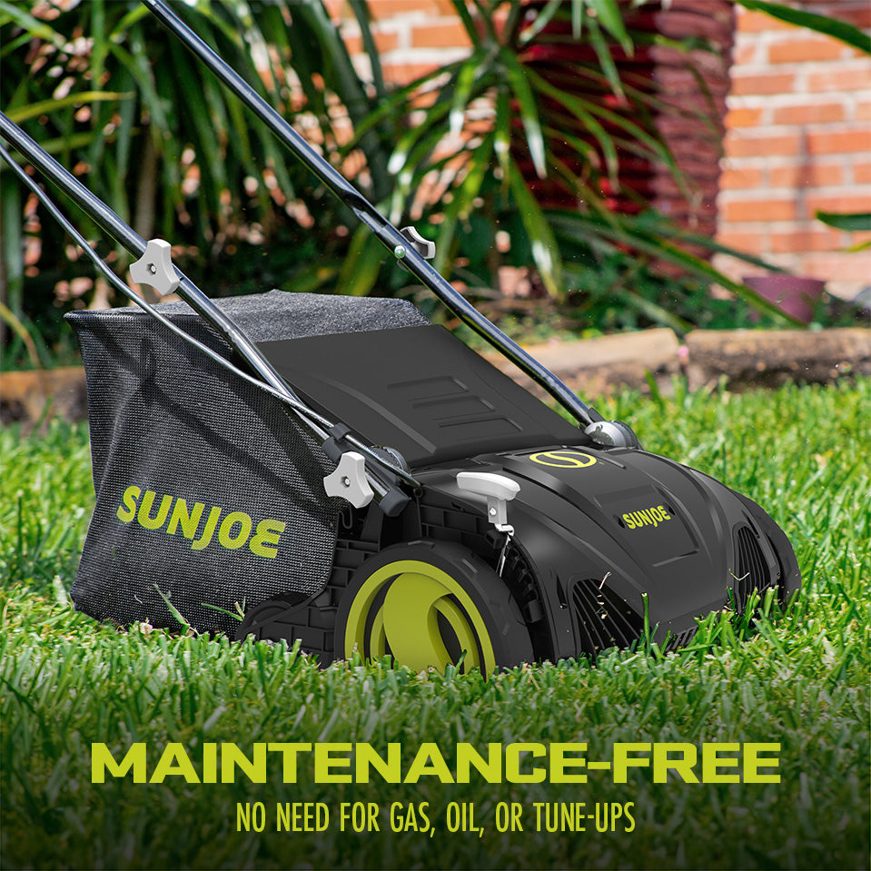 Sun Joe AJ805E Electric Lawn Dethatcher + Scarifier W/ Collection Bag