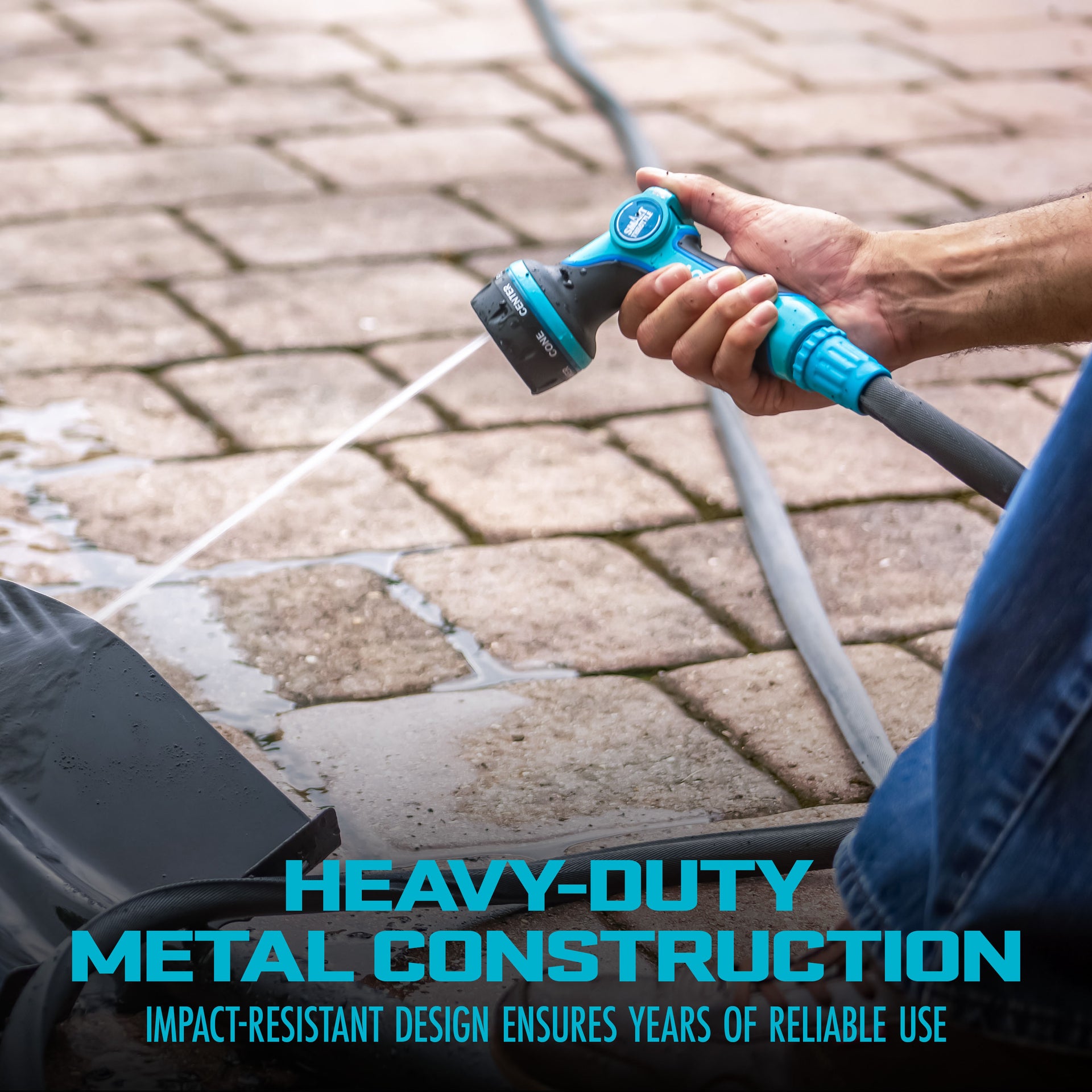Aqua Joe Heavy Duty Metal Adjustable Hose Nozzle w/ Smart Throttle