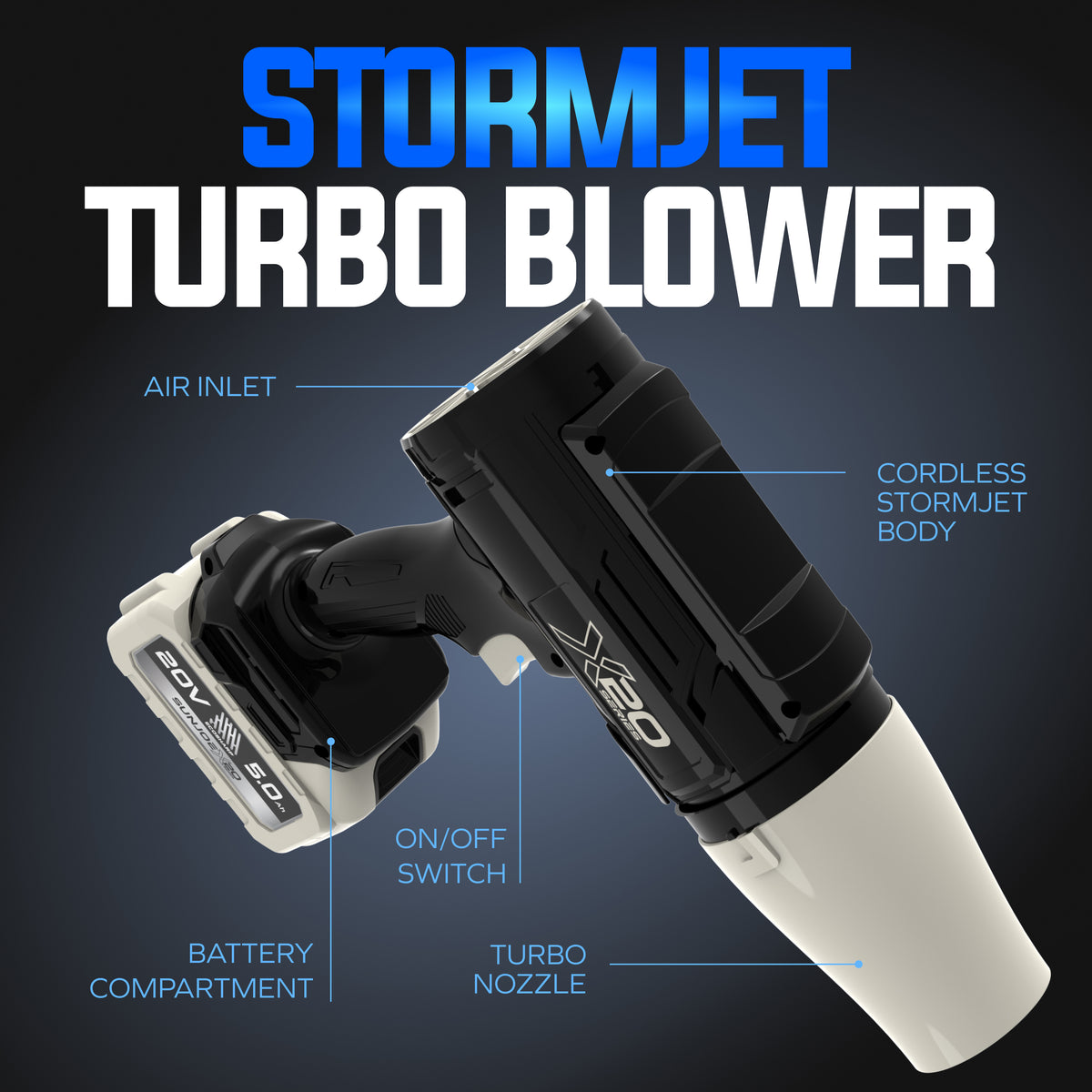 Sun Joe 20-Volt ECOSHARP Cordless X20 StormJet Handheld Turbo Blower